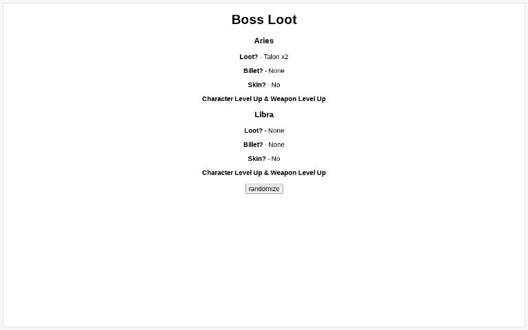Boss Loot ― Perchance Generator