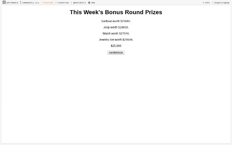 This Week's Bonus Round Prizes ― Perchance Generator