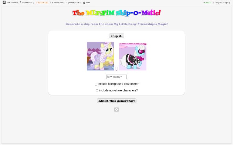 The MLP:FiM Ship-O-Matic! ― Perchance Generator