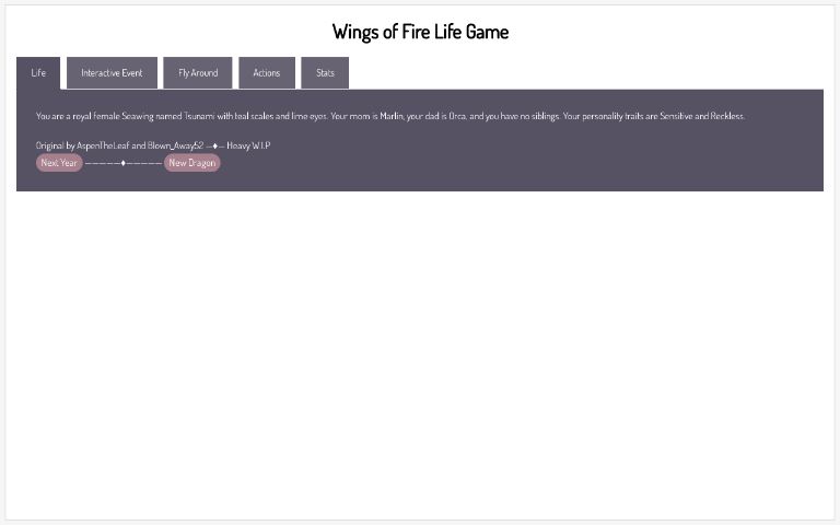 Wings of Fire Life Game ― Perchance Generator