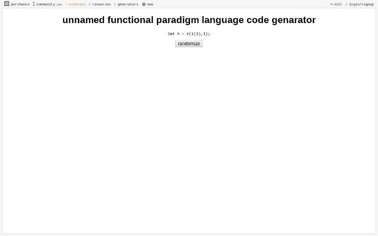 unnamed functional paradigm language code genarator ― Perchance Generator