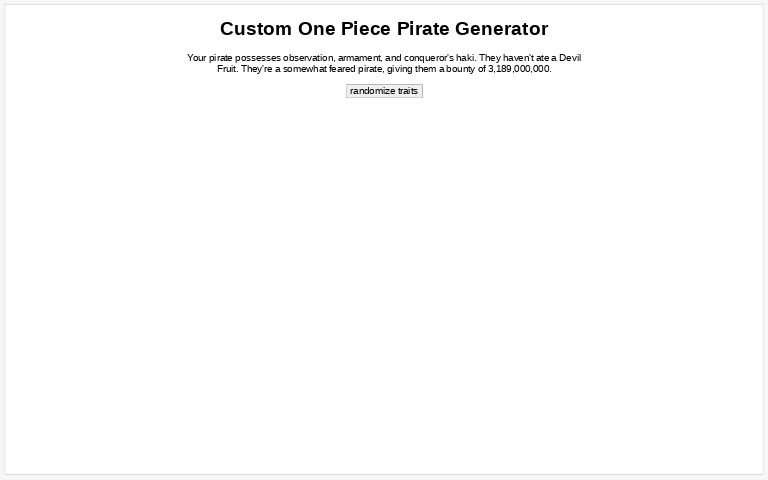 Custom One Piece Pirate Generator