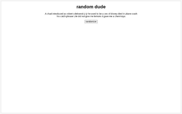 random dude ― Perchance Generator
