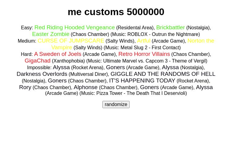 me customs 5000000 ― Perchance Generator