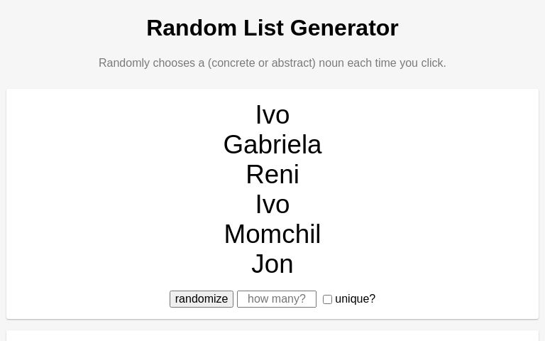 Random List Generator