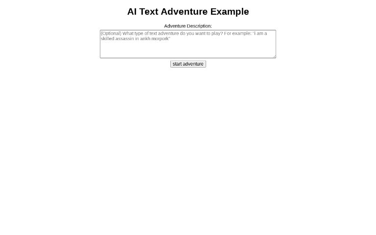 AI Text Adventure Example ― Perchance Generator