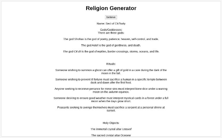Religion Generator