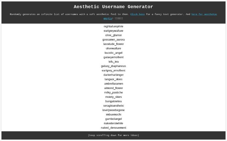 Aesthetic Username Generator