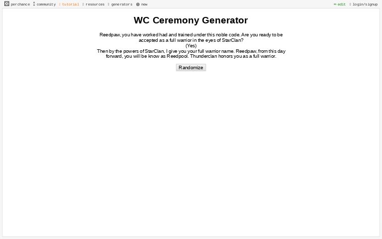 WC Ceremony Generator