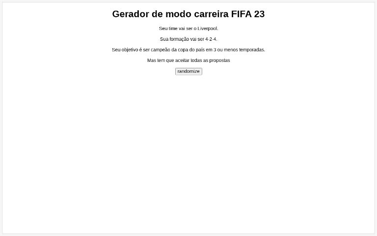 Gerador de modo carreira FIFA 23 ― Perchance Generator