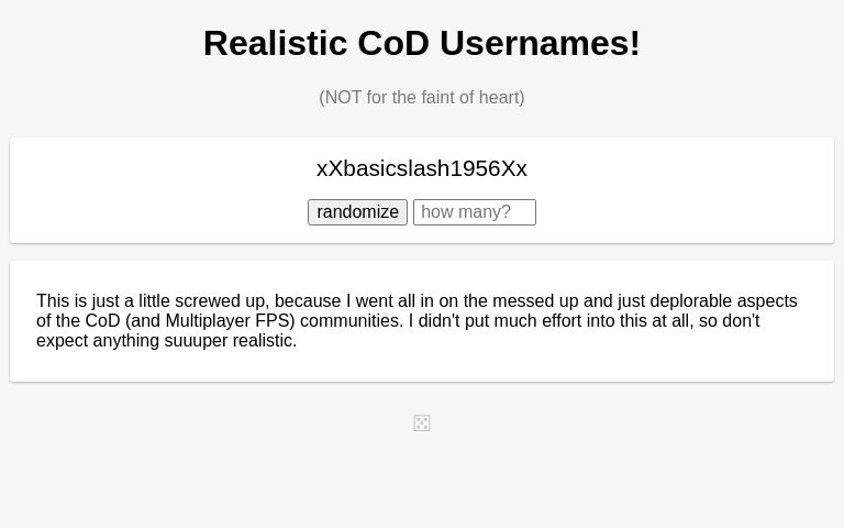 Realistic CoD Usernames! ― Perchance Generator