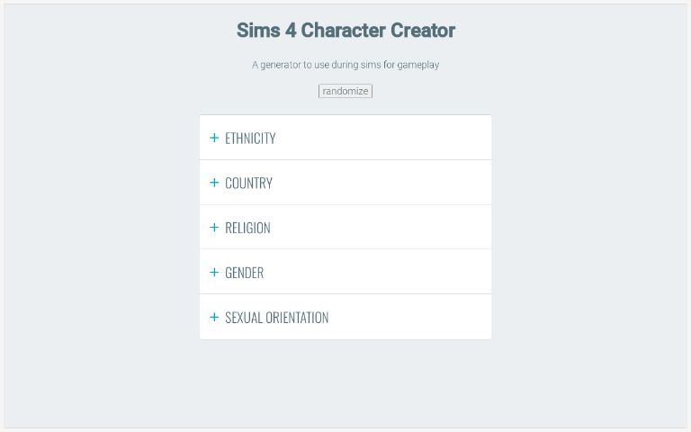 Sims 4 Character Creator ― Perchance Generator