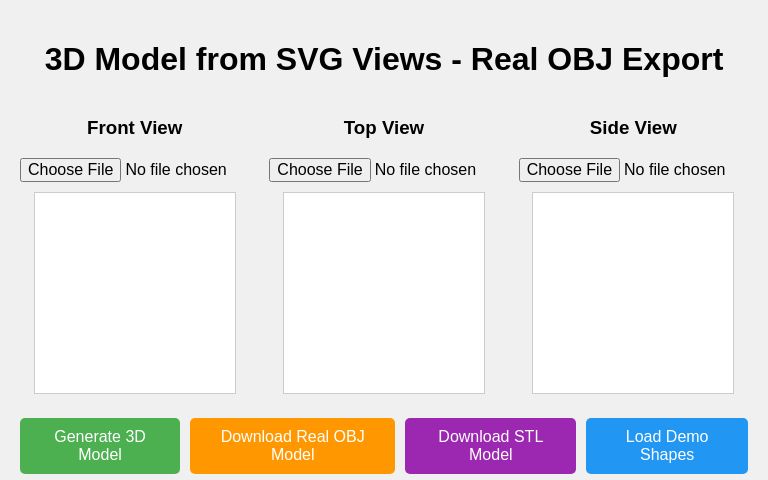 3D Model from SVG Views - Real OBJ Export ― Perchance Generator