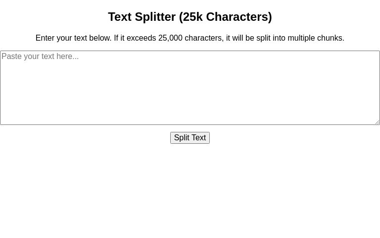 Text Splitter (25k Characters) ― Perchance Generator