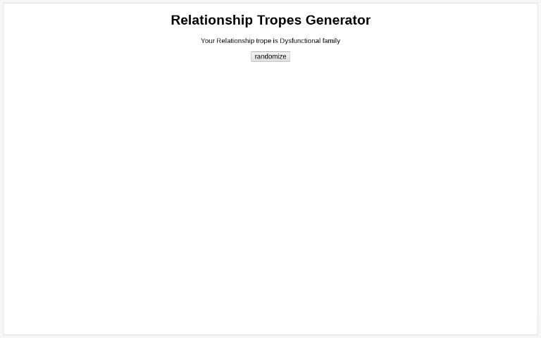 Relationship Tropes Generator