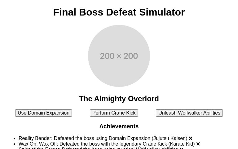 Final Boss Defeat Simulator ― Perchance Generator