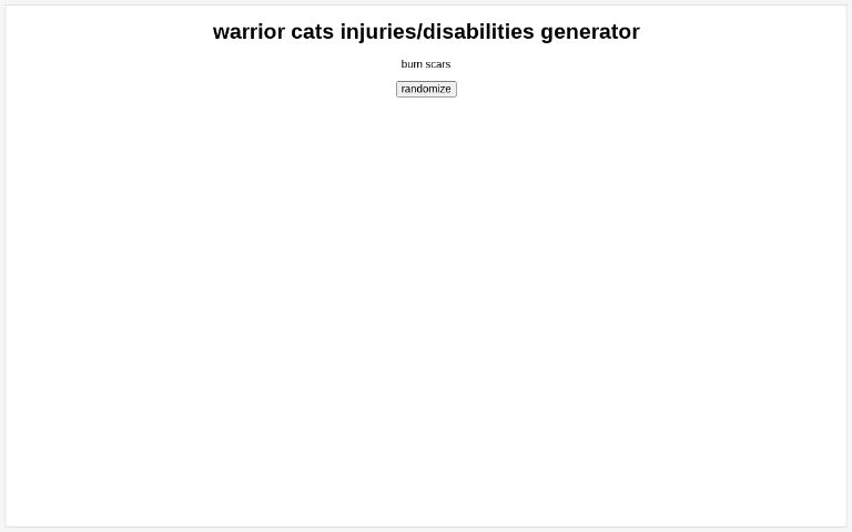 warrior cats injuries/disabilities generator
