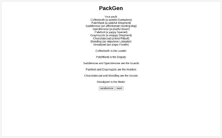 PackGen ― Perchance Generator