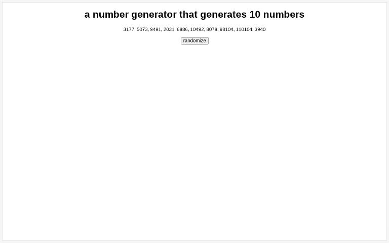 a number generator that generates 10 numbers