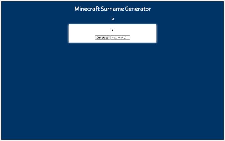 Minecraft Surname Generator
