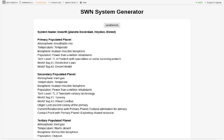 SWN System Generator