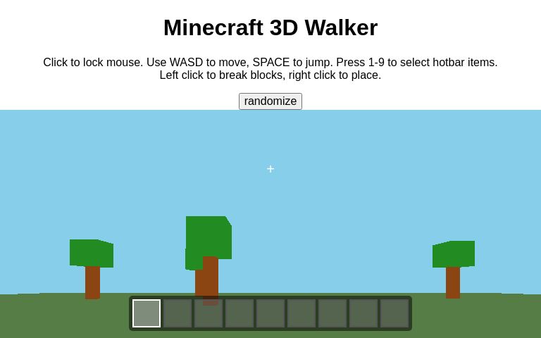 Minecraft 3D Walker ― Perchance Generator