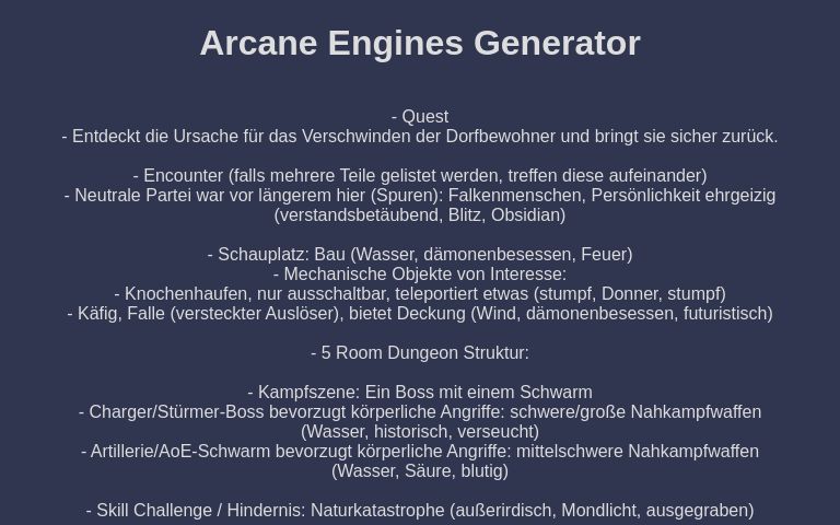 Arcane Engines Generator
