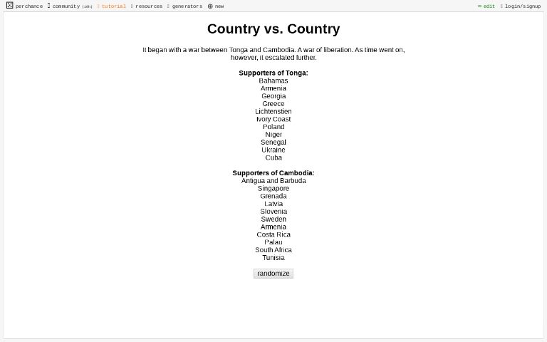 Country vs. Country ― Perchance Generator