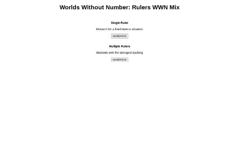 Worlds Without Number: Rulers WWN Mix ― Perchance Generator