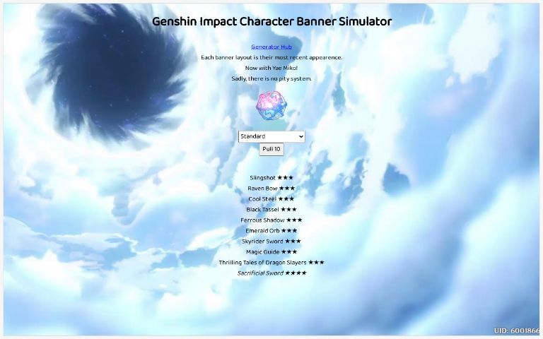 Genshin Impact Character Banner Simulator ― Perchance Generator