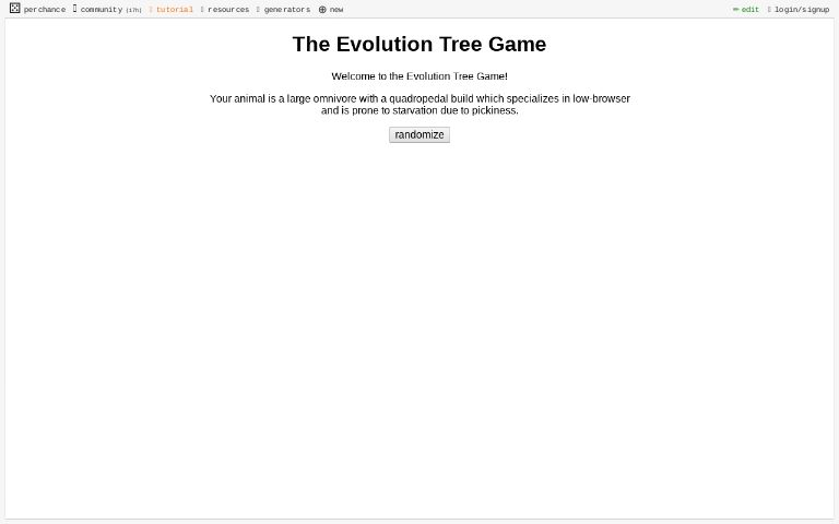 The Evolution Tree Game ― Perchance Generator