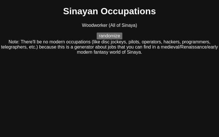 Sinayan Occupations ― Perchance Generator