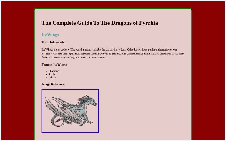 The Complete Guide To The Dragons of Pyrrhia ― Perchance Generator