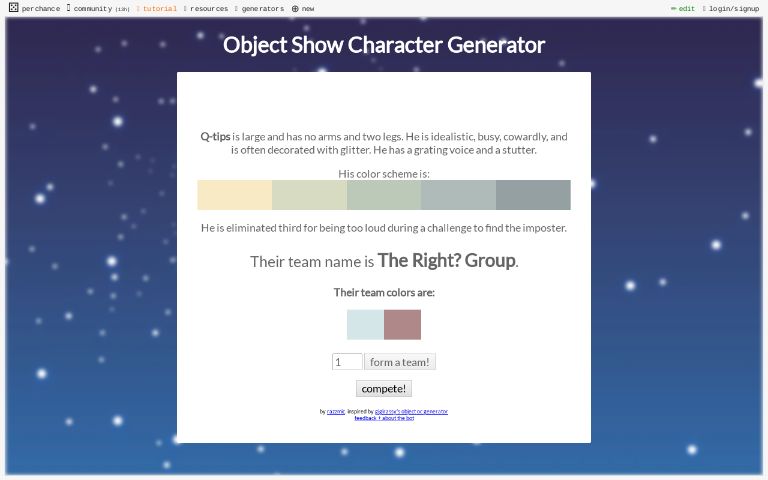 Object Show Character Generator