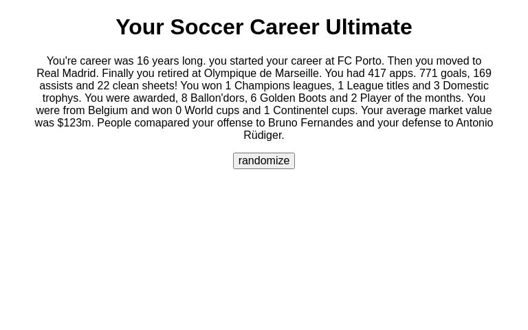 Your Soccer Career Ultimate ― Perchance Generator