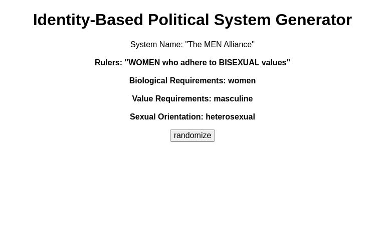 Identity-Based Political System Generator