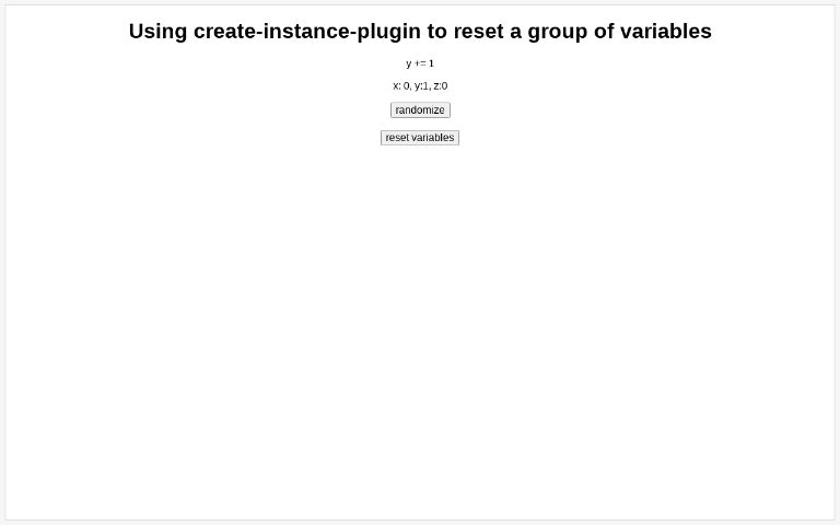 Using create-instance-plugin to reset a group of variables