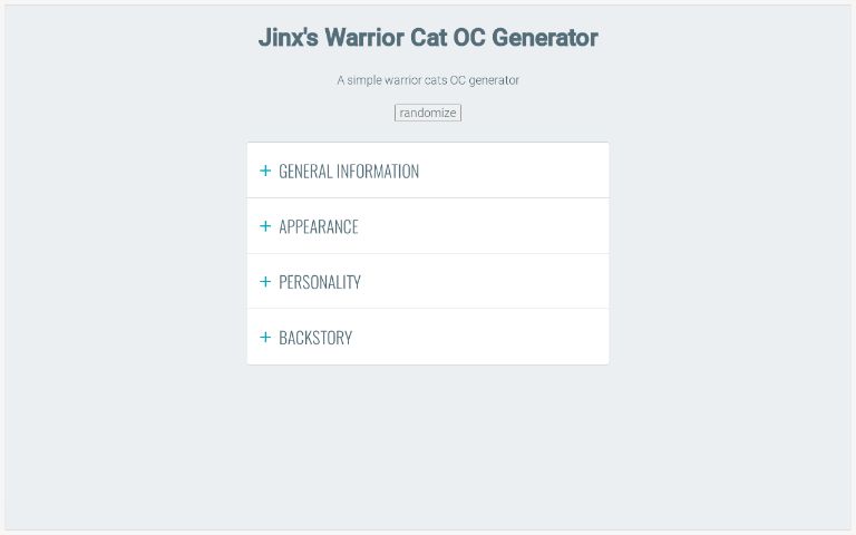 Jinx's Warrior Cat OC Generator