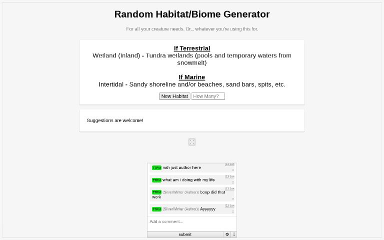 Random Habitat/Biome Generator