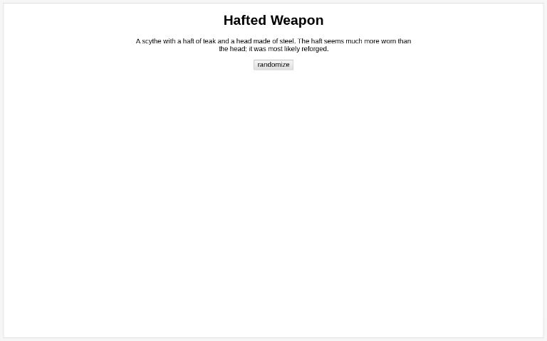 Hafted Weapon ― Perchance Generator