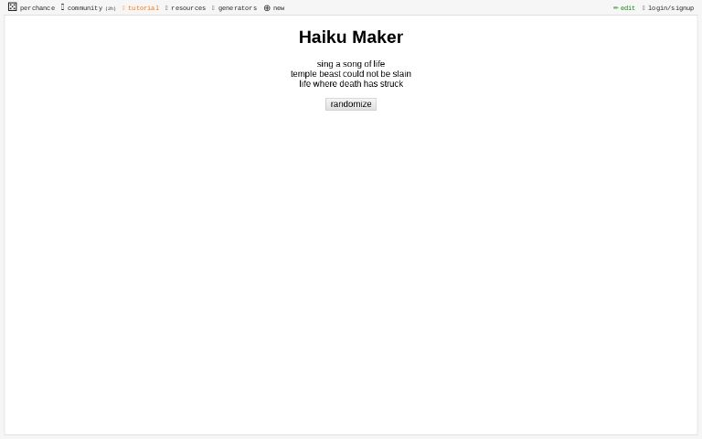Haiku Maker ― Perchance Generator