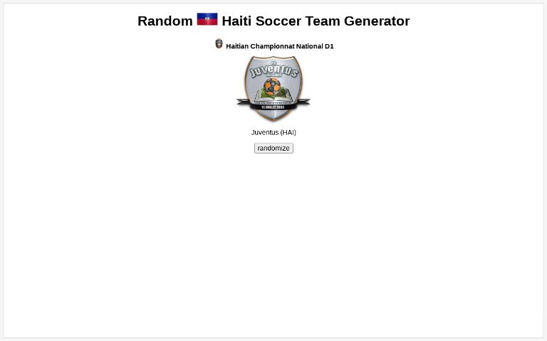 Random Haiti Soccer Team Generator
