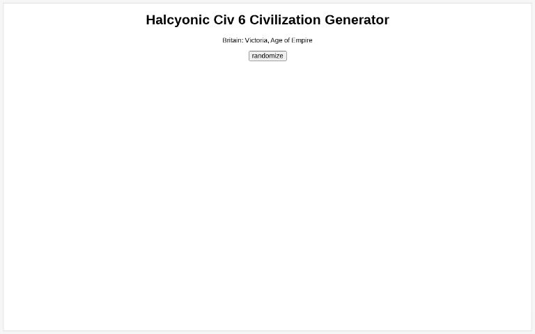 Halcyonic Civ 6 Civilization Generator