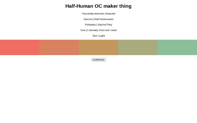 Half-Human OC maker thing ― Perchance Generator