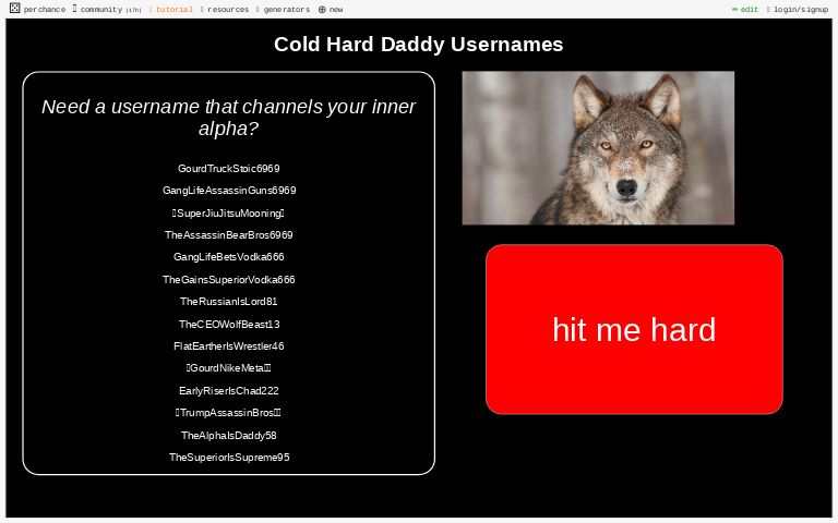Cold Hard Daddy Usernames ― Perchance Generator