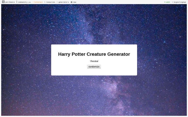 Harry Potter Creature Generator