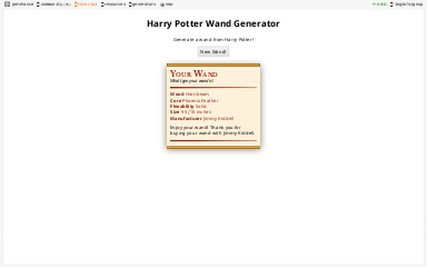 Harry Potter Wand Generator