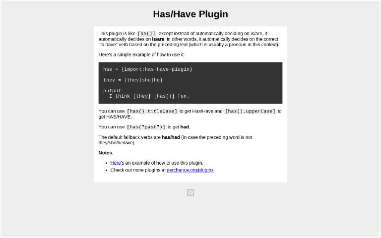 Has/Have Plugin
