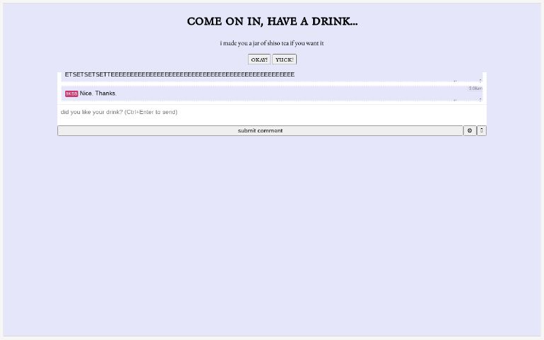 come on in, have a drink... ― Perchance Generator