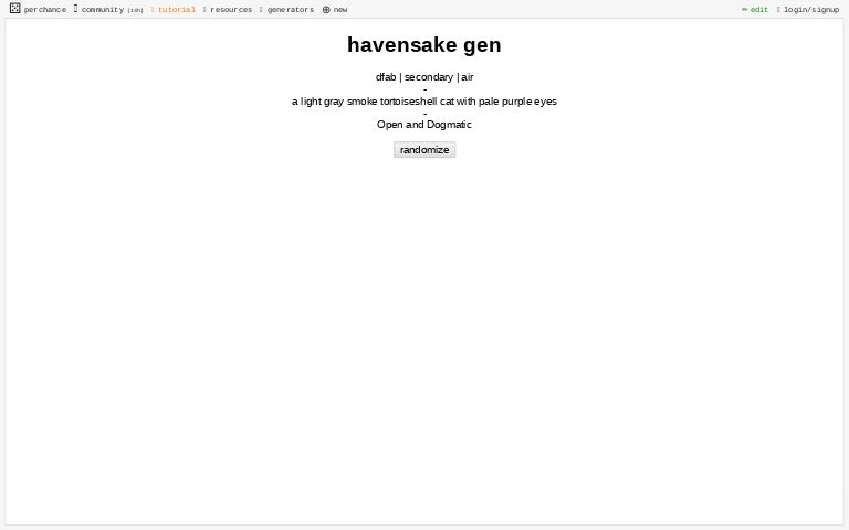 havensake gen ― Perchance Generator